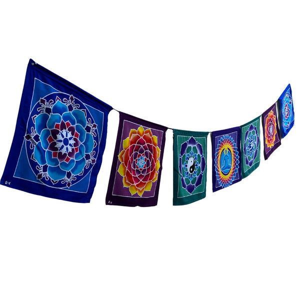 Sacred Mandala Prayer Flag Bali Hand Drawn Batik Wall Art Lotus Om ॐ Y ...
